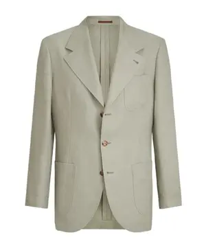 Brunello Cucinelli Linen Micro Chevron Unlined Blazer