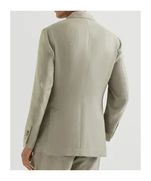 Brunello Cucinelli Linen Micro Chevron Unlined Blazer