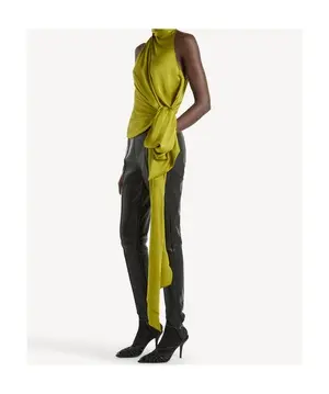 Balmain Draped Silk Charmeuse Top With Open Back