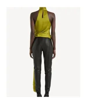 Balmain Draped Silk Charmeuse Top With Open Back