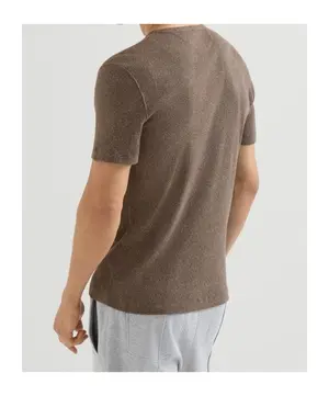 Brunello Cucinelli Denim-effect Ribbed Cotton Jersey Crew Neck T-shirt
