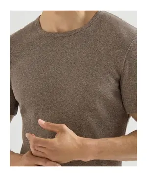 Brunello Cucinelli Denim-effect Ribbed Cotton Jersey Crew Neck T-shirt