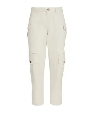 Brunello Cucinelli Peached Cotton Gabardine Cargo Trousers