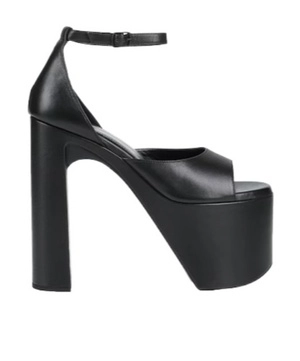 Balenciaga Leather Platform Sandals With Geometric Heel - Black