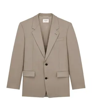 Saint Laurent Single-breasted Wool Jacket Taupe