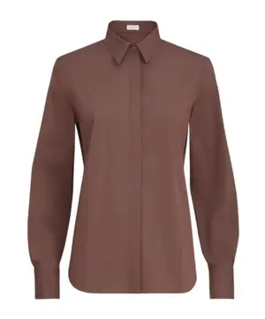 Brunello Cucinelli Stretch Cotton Poplin Shirt With Shiny Collar - Grape
