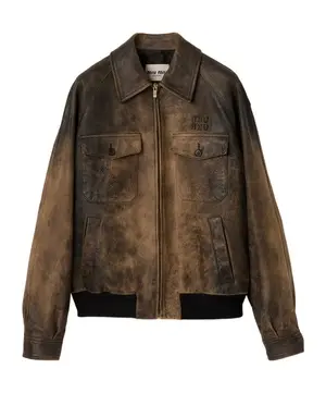 Miu Miu Long-sleeved Zipped Jacket With Vintage Effect