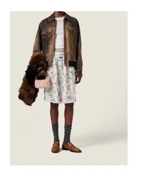 Miu Miu Long-sleeved Zipped Jacket With Vintage Effect
