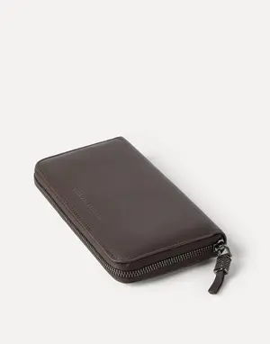 Brunello Cucinelli Calfskin Wallet With Shiny Zipper Pull
