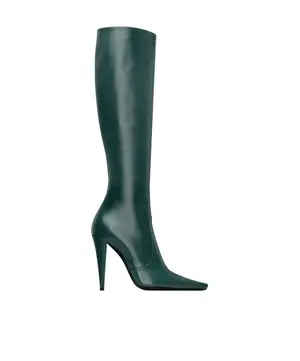 Saint Laurent Tall Boots In Smooth Leather With Side Zipper