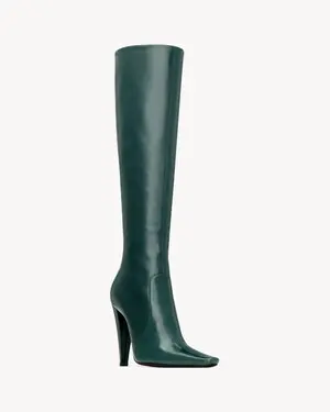 Saint Laurent Tall Boots In Smooth Leather With Side Zipper
