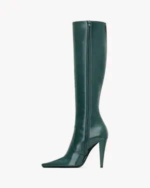 Saint Laurent Tall Boots In Smooth Leather With Side Zipper