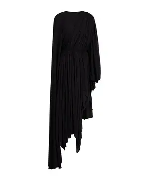 Balenciaga Pleated Crewneck Sleeveless Midi Dress - Black