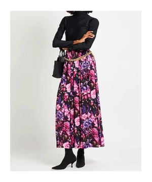 Balenciaga Pleated Floral Print Maxi Skirt