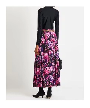 Balenciaga Pleated Floral Print Maxi Skirt