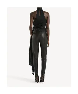 Balmain Silk Charmeuse Halter Top With Tie Detail