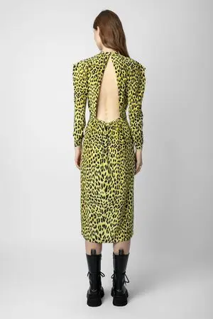 Zadig&Voltaire Long-sleeved Dress With Cut-out Back And Side Slits - Green