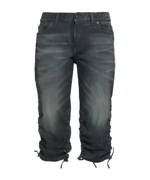 Balenciaga Gathered Denim Bermuda Shorts