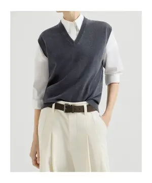 Brunello Cucinelli Cashmere Sweater Vest With Monili Embellishment