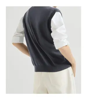 Brunello Cucinelli Cashmere Sweater Vest With Monili Embellishment