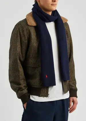 Polo Ralph Lauren Logo-embroidered Ribbed Wool Scarf