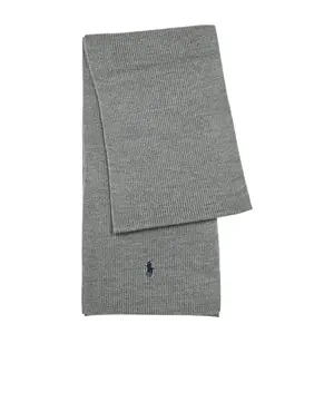 Polo Ralph Lauren Logo-embroidered Ribbed Wool Scarf - Gray
