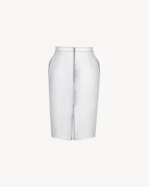 Saint Laurent Pencil Skirt In Metallic Leather