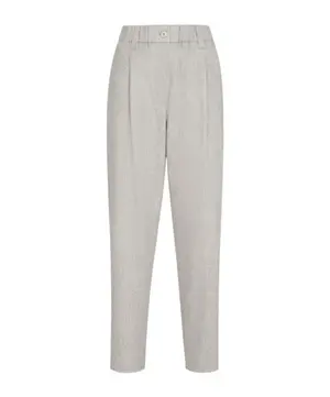 Brunello Cucinelli Wool Flannel Baggy Trousers With Monili - Grey