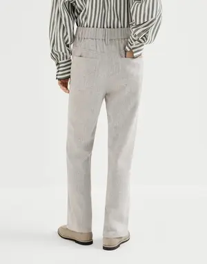 Brunello Cucinelli Wool Flannel Baggy Trousers With Monili - Grey