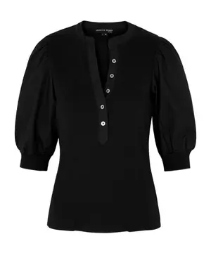 VERONICA BEARD Veronica Beard Ribbed Stretch-Cotton Top With Balloon Sleeves