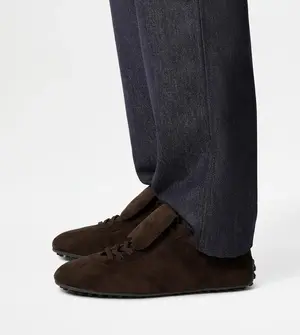 TOD'S Suede Round Toe Sneakers With Removable Tag