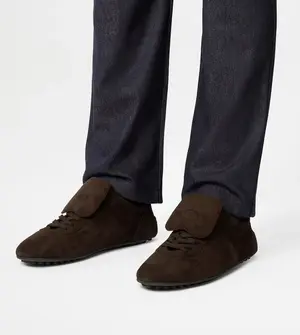 TOD'S Suede Round Toe Sneakers With Removable Tag
