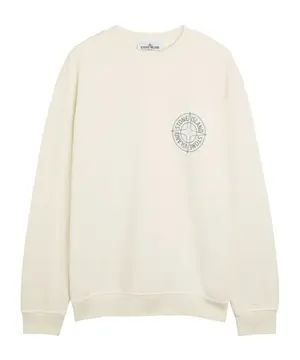 Stone Island Logo-print Cotton Sweatshirt - Ivory