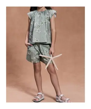 Brunello Cucinelli Cotton Daisy-print Poplin Top With Monili Detailing