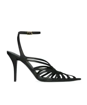 Balmain Smooth Leather Cage Sandals - Black