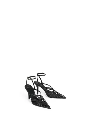 Balmain Smooth Leather Cage Sandals