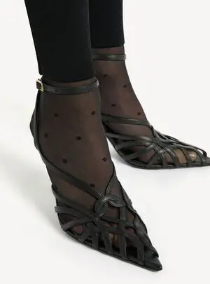 Balmain Smooth Leather Cage Sandals