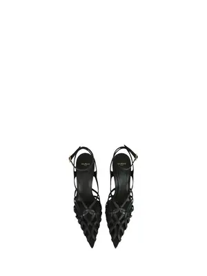 Balmain Smooth Leather Cage Sandals