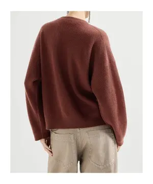 Brunello Cucinelli Long-sleeve Ribbed Knit Crew Neck Sweater