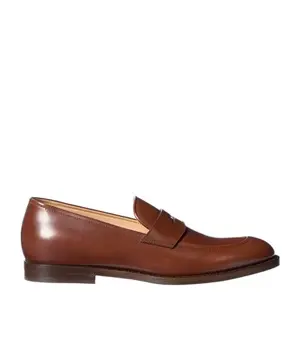 Brunello Cucinelli Braided Calfskin And Polished Calfskin Penny Loafers - Brown