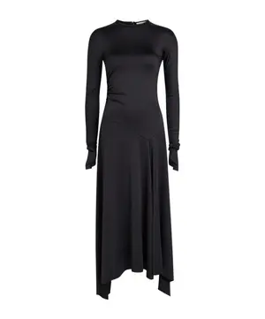 Victoria Beckham Asymmetric Jersey Midi Dress - Black