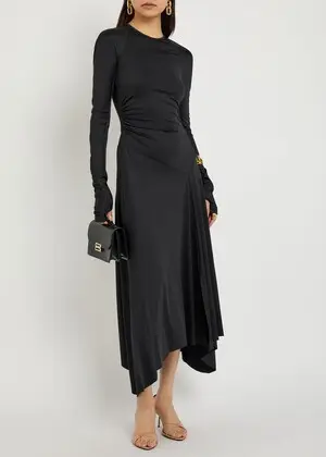 Victoria Beckham Asymmetric Jersey Midi Dress