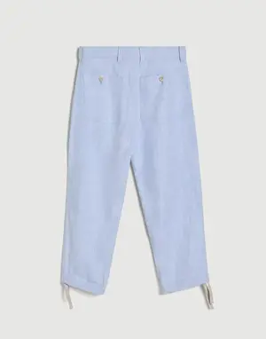 Brunello Cucinelli Hemp, Linen And Cotton Diagonal Utility Trousers - Sky-blue