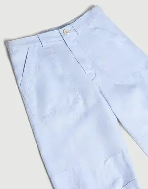 Brunello Cucinelli Hemp, Linen And Cotton Diagonal Utility Trousers - Sky-blue