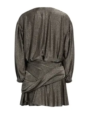 Balenciaga Metallic Draped V-neck Long Sleeve Dress
