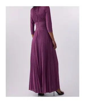 Liu Jo Long Pleated Lurex Maxi Dress With V-neck And Side Slit
