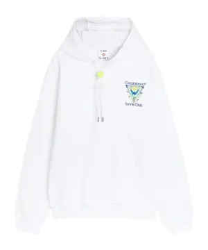 Casablanca Tennis Club Logo-print Hooded Cotton Sweatshirt - White