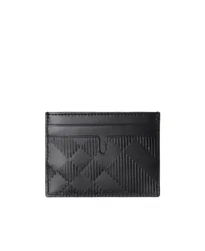 Burberry Check-pattern Embossed Finish Cardholder - Black