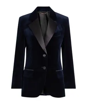 Victoria Beckham Velvet Blazer With Satin Lapels - Black