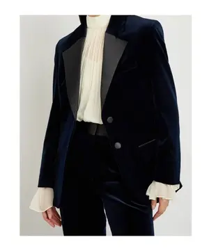 Victoria Beckham Velvet Blazer With Satin Lapels